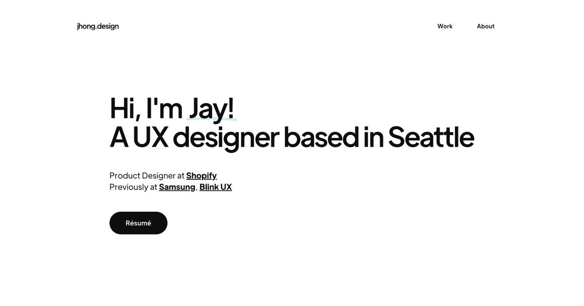 Jay Hong - UX & Product Designer Portfolio Inspiration