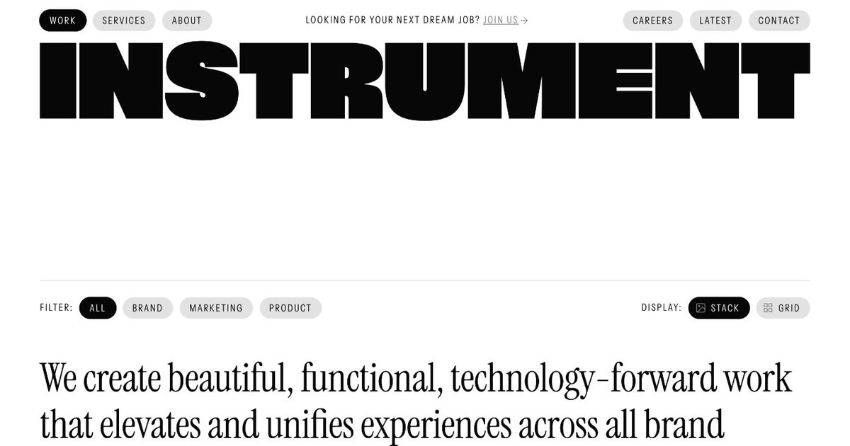 Work Instrument - Design Agency Portfolio Inspiration