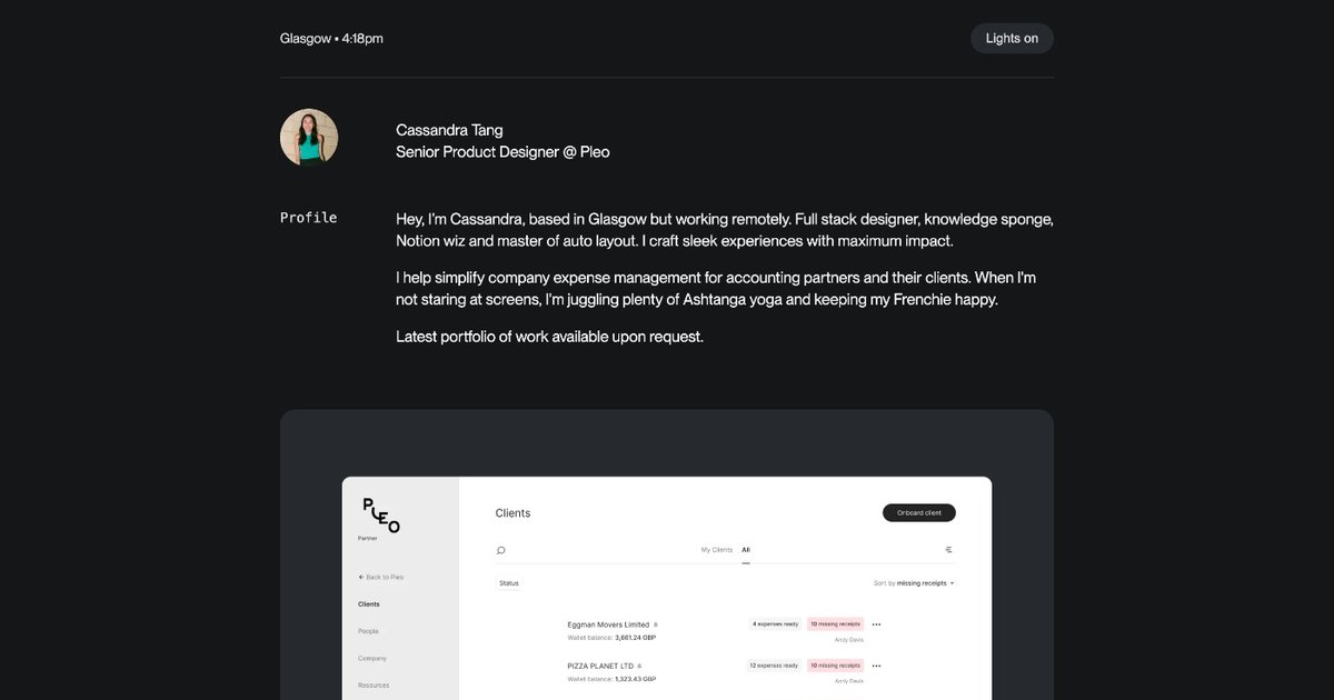 Cassandra Tang - UX & Product Designer Portfolio Inspiration