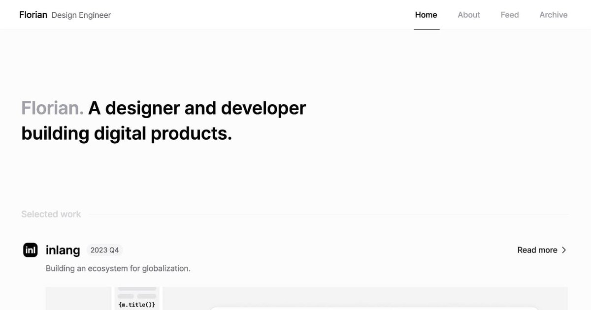 Florian - Software Developer Portfolio Inspiration