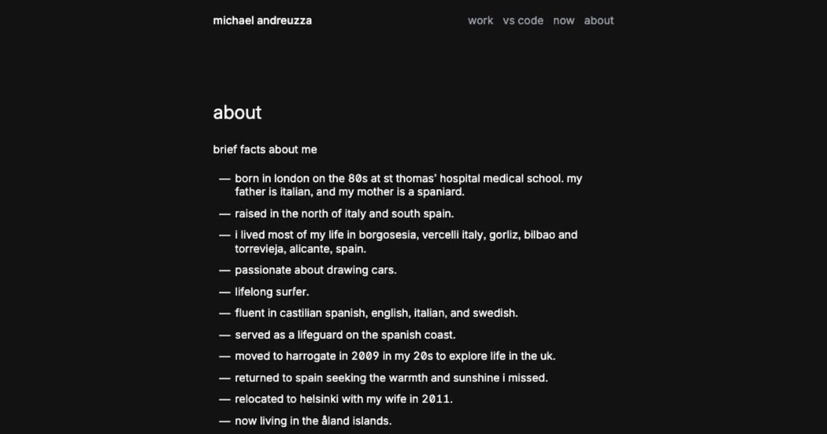 Michael Andreuzza - Software Developer Portfolio Inspiration