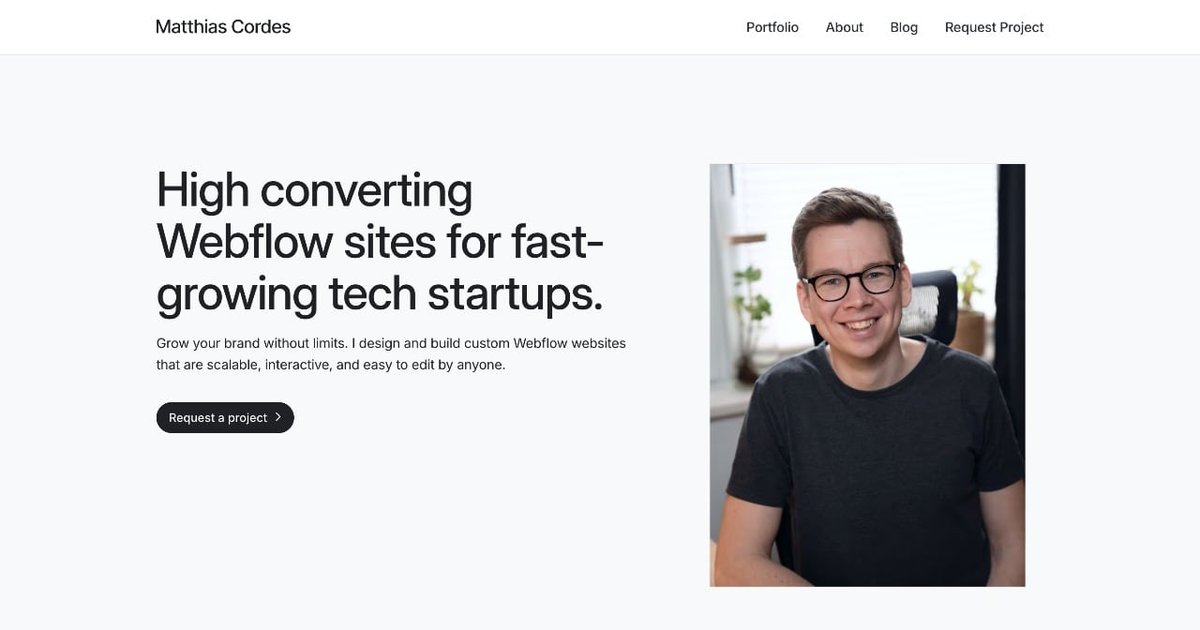 Matthias Cordes - No-code Developer Portfolio Inspiration