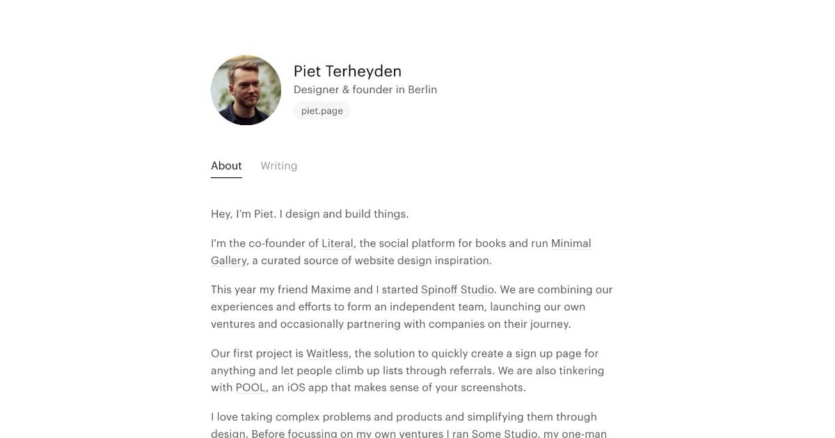 Piet Terheyden - UX & Product Designer Portfolio Inspiration