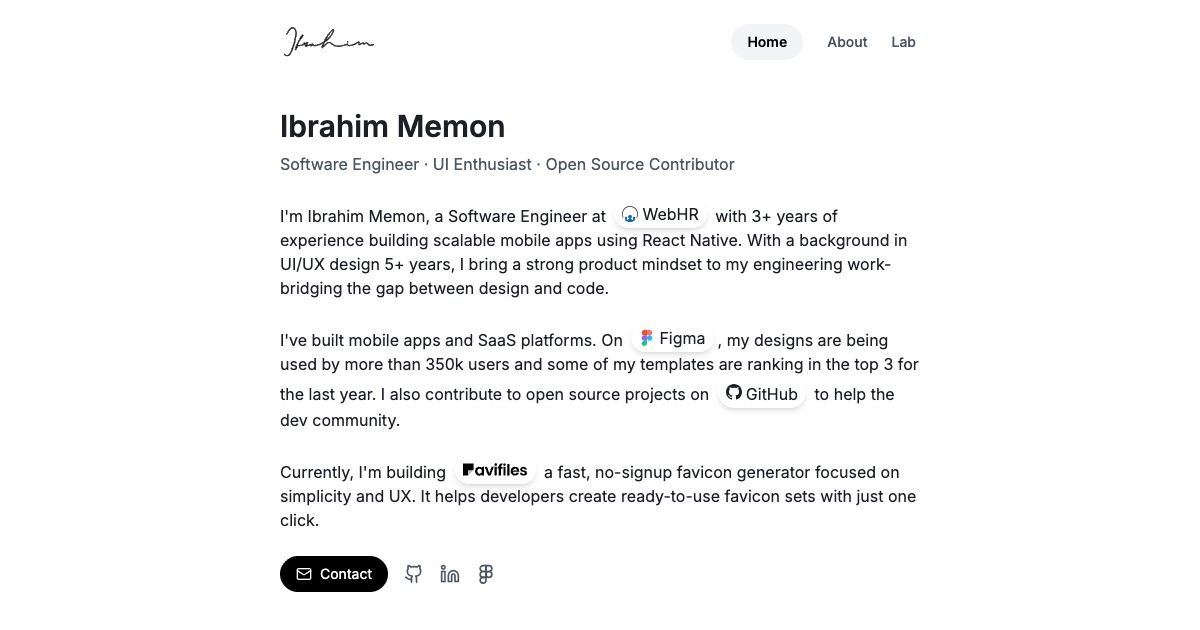 Ibrahim Memon - Software Developer Portfolio Inspiration